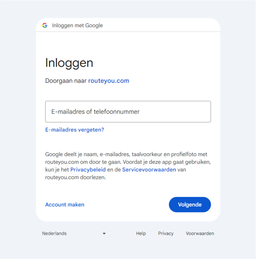 Hoe kan ik inloggen met Google – RouteYou