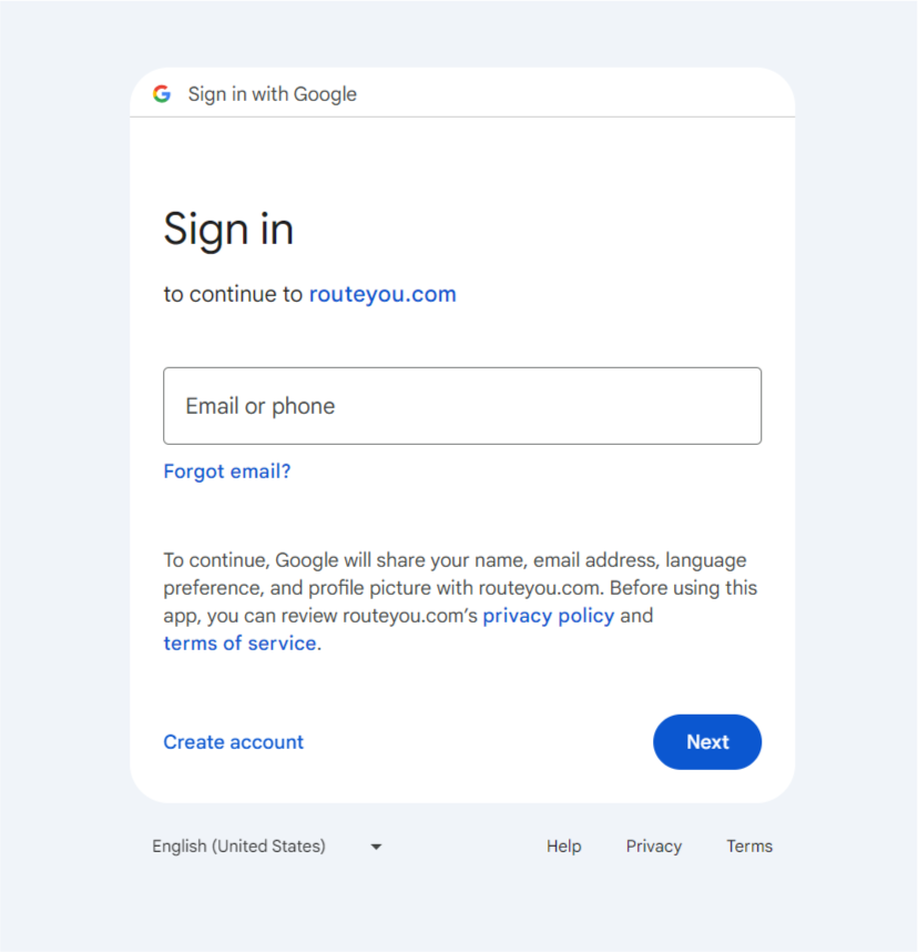 Cómo iniciar sesión con Google – RouteYou